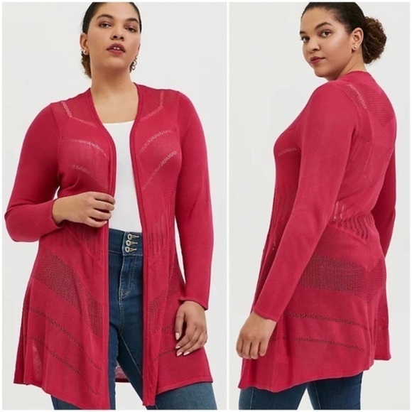 torrid | Sweaters | Torrid Pointelle Knit Cardigan Sweater 3 3x Open ...